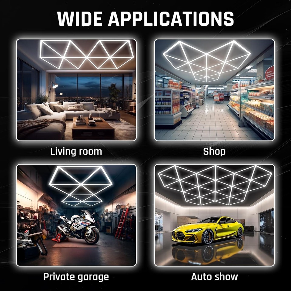 Hexagon Garage Lights, Super Bright Garage Lights Ceiling Led Hexagon ...