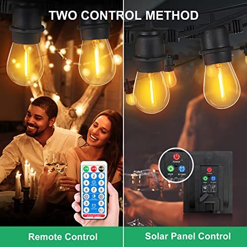 S14 Solar String Lights Outdoor Waterproof Patio Lights 50FT 15 LED ...
