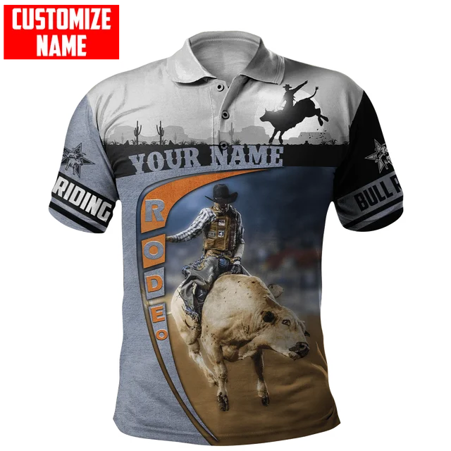 Bull Riding Shirt Rodeo Country Horse Riding Custom Name Polo Shirt ...
