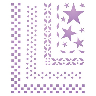 Borders Stencil Reusable Small Geometric Borders Stars Wall Stencil ...