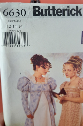 Butterick 6630 Regency Jane Austen Costume Coat Dress Pattern Sz 12 ...