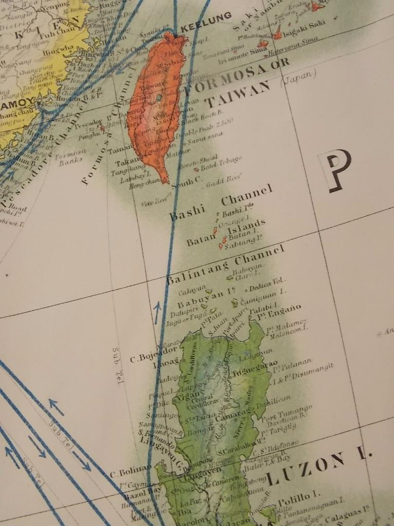 1920's-1930's Java-China Japan Line Wall Map Routes Ports Hong Kong ...