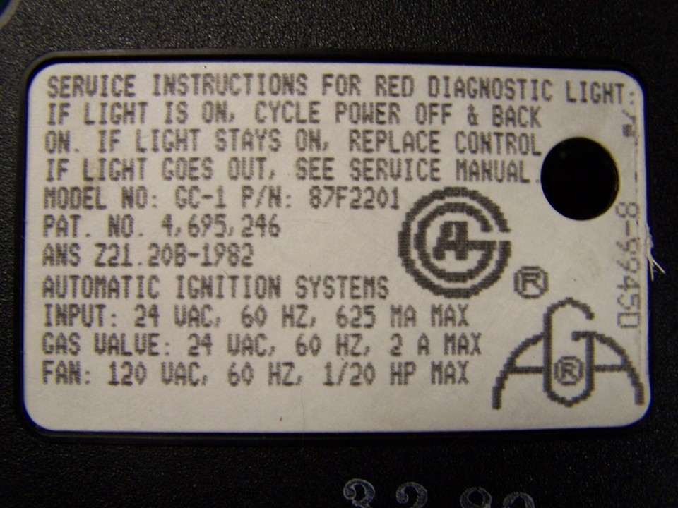 Lennox Pulse Ignition Control 87F2201 GC-1 87F22 60J00 73K86 97H02 ...