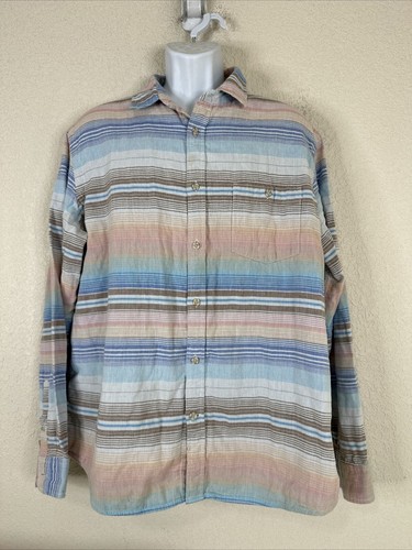 George Classic Fit Shirt Button Up Colorful Striped Men Size XL Pocket ...