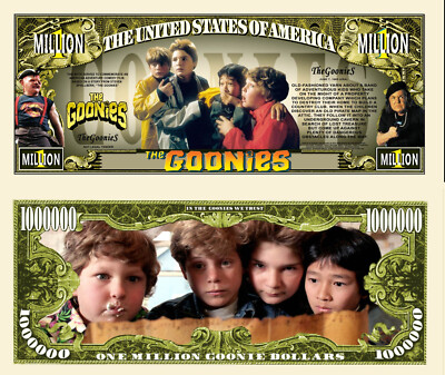 The GOONIES Million Dollar Bill Play Funny Money Novelty Note + FREE ...
