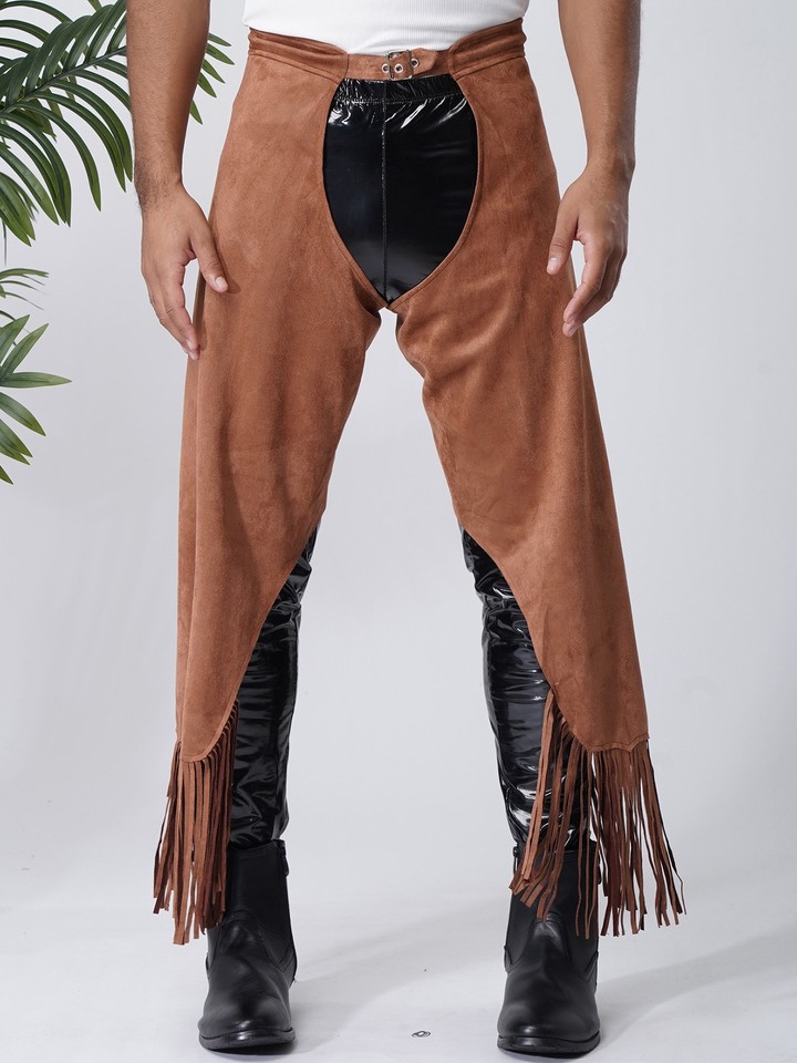 Men Costume Holiday Pants Halloween Casual Wear Suede Cowboy Vintage ...