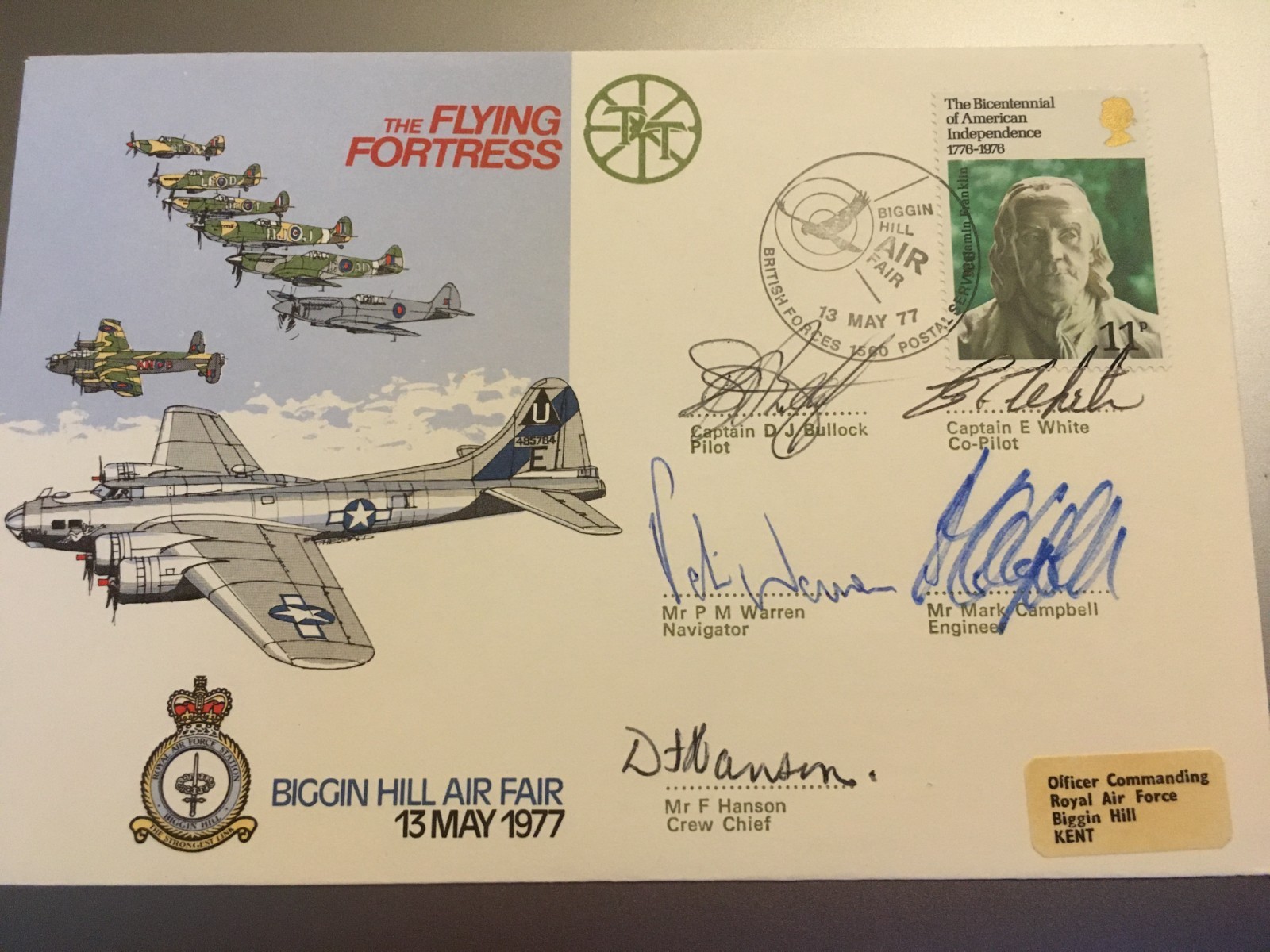 GB STAMPS FORCES SOUVENIR COVER SIGNED BY PILOT / DIGNIATRY COVER ...
