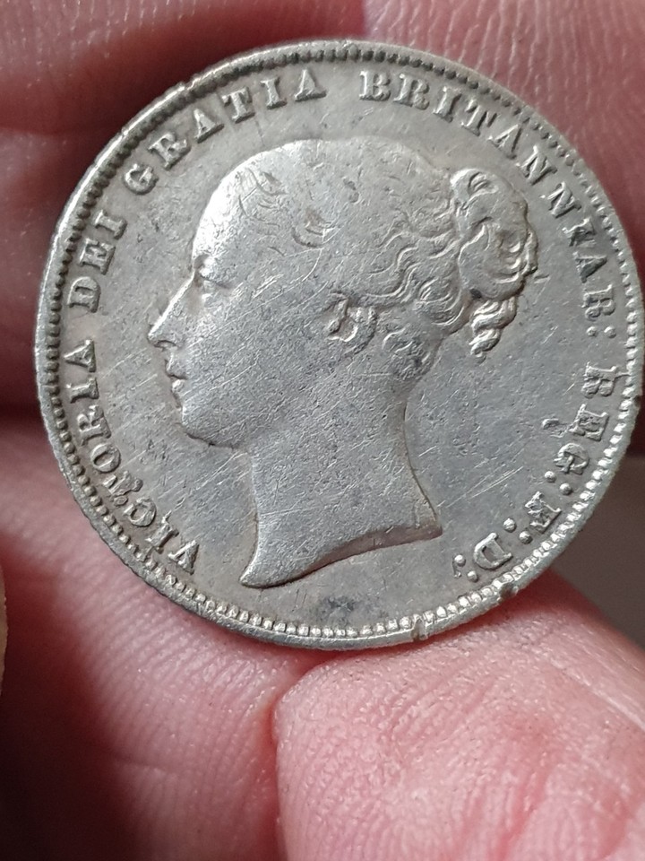 1860 Silver British Queen Victoria Young head Silver One Shilling Coin ...
