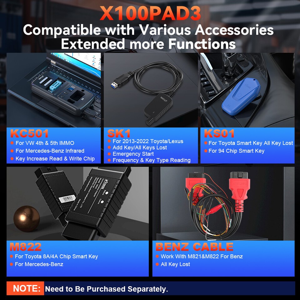 XTOOL X100PAD3 V2.0 OBD2 Scanner ECU Coding &Key Programming Diagnostic ...