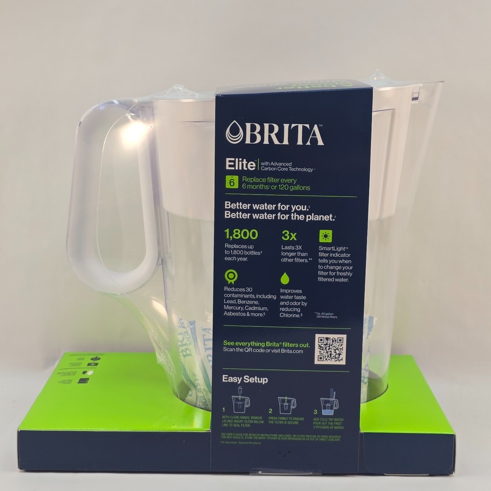 Brita Elite 10 Cup Water Filtration System Pitcher with 1 Filter ...