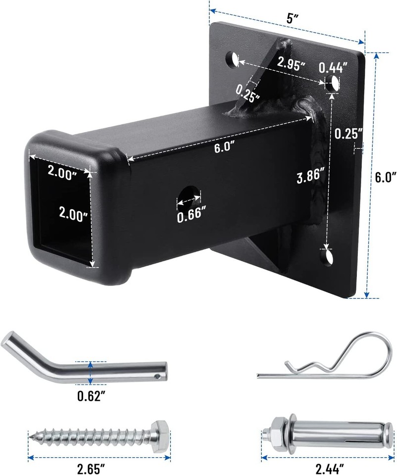 Universal 2in Bolt On Receiver Tube Trailer Hitch Receiver Adapter For ...