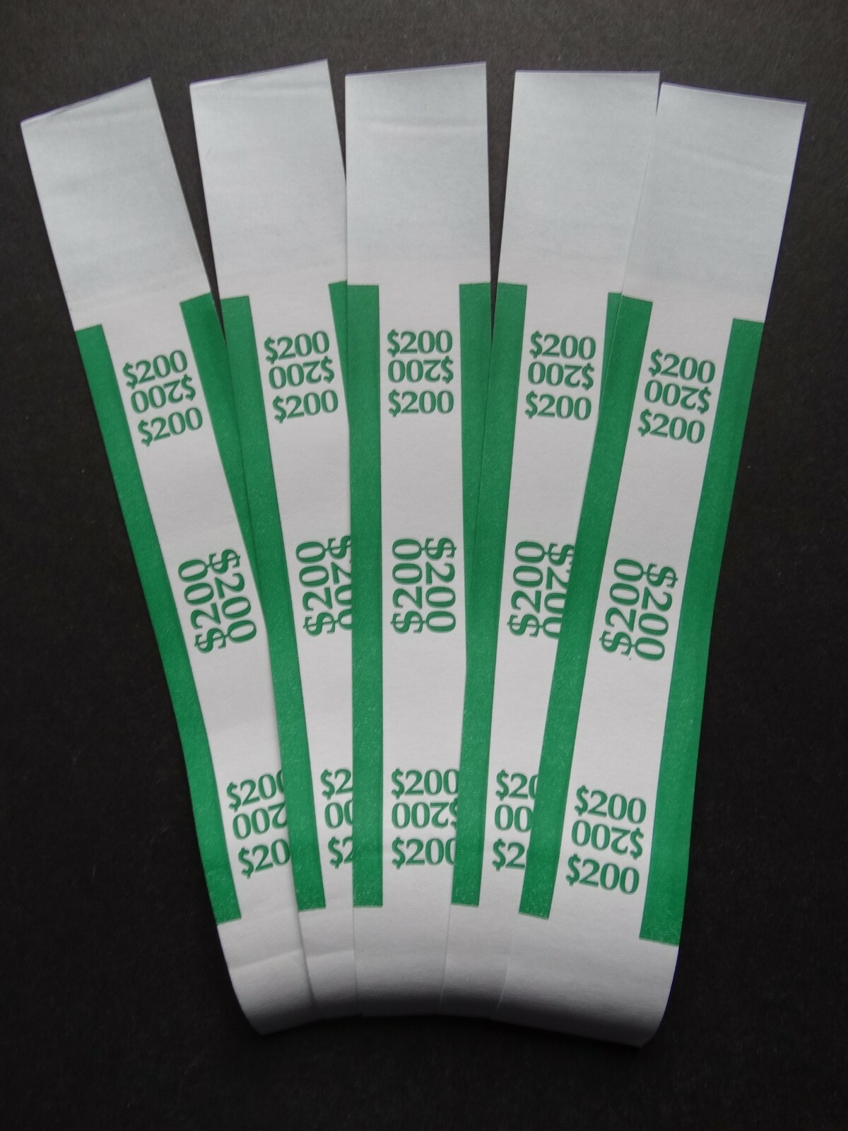 5 - Green $200 Cash Money Self-Sealing Straps Currency Bands | eBay