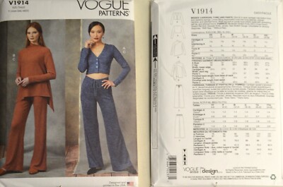 Vogue Pattern V1914 Miss Cardigan Assymetric Hem Tunic DrawString Wide ...