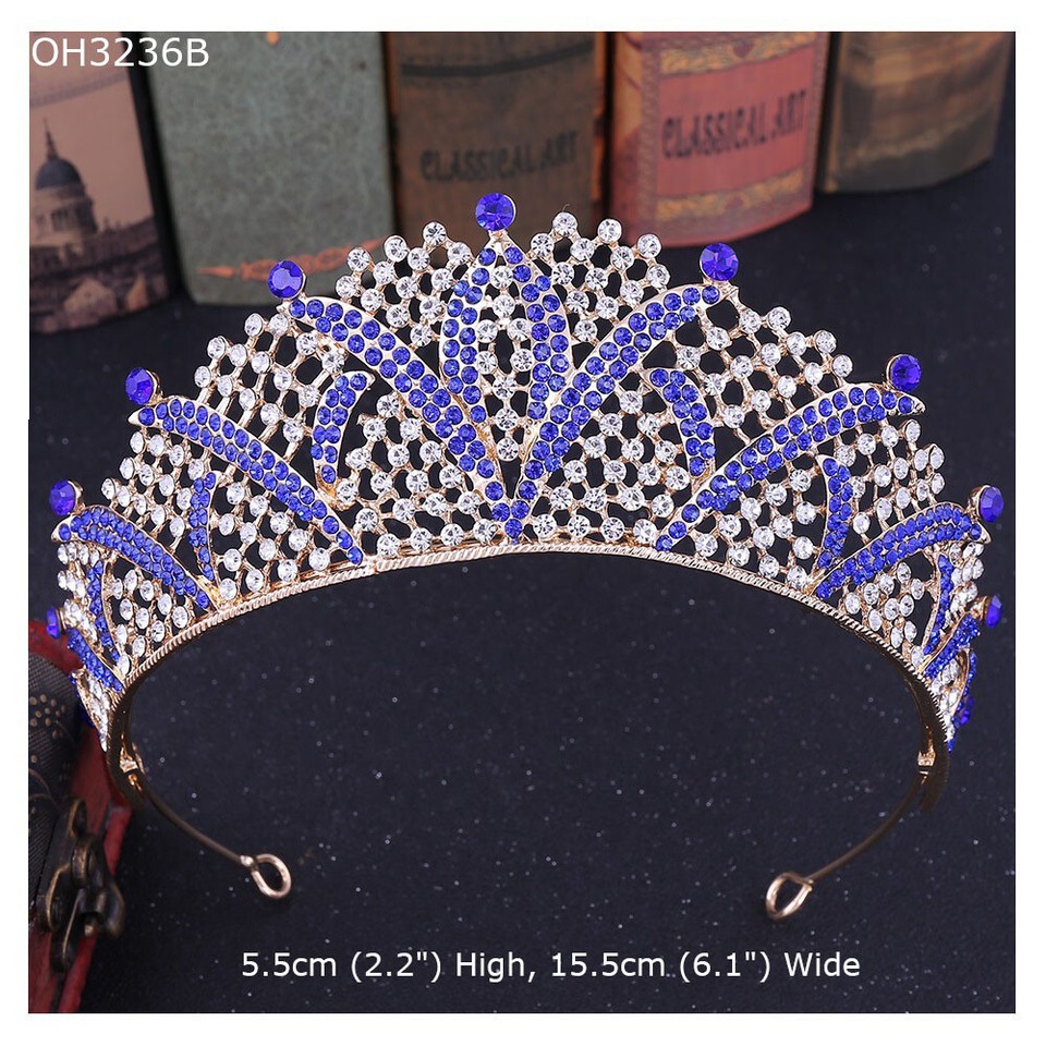 72 Styles Blue Crystal Queen Princess Tiara Crown Wedding Princess For ...