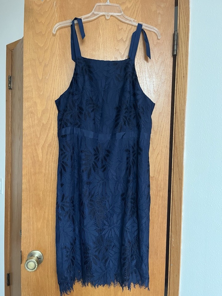 NWT Lilly Pulitzer Kayleigh Shift Dress Navy Fern Gallery Lace 14 | eBay