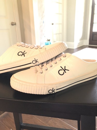 Calvin Klein Men's Ryor Sneaker - Slipper Style Size 9.5 White Canvas ...