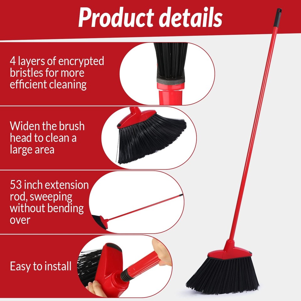 8 Pieces Broom Bulk Commercial Angle Broom Heavy Duty Indoor Outdoor ...