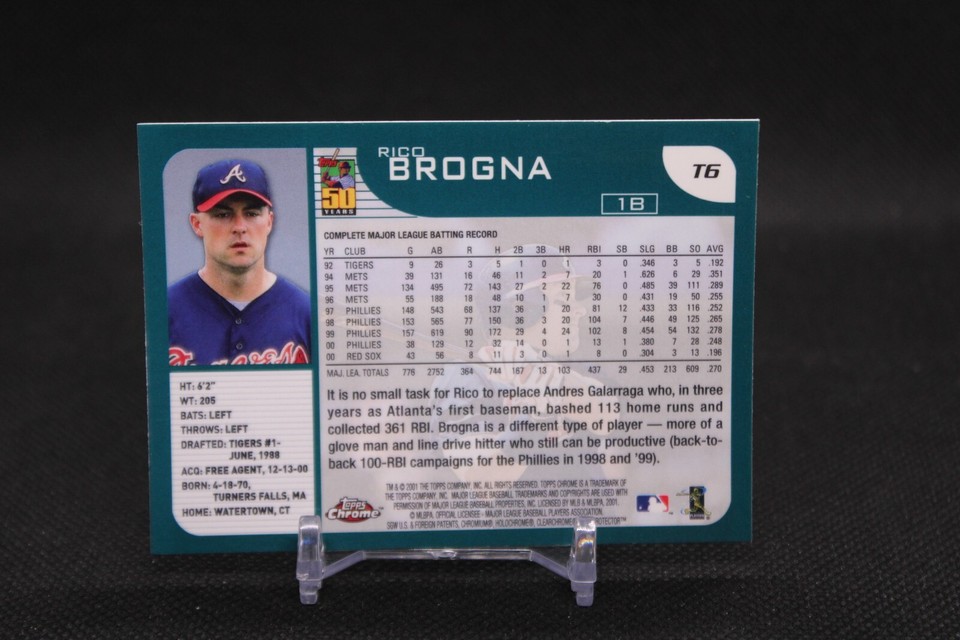 2001 Topps Chrome Traded Atlanta Braves Baseball Card #T6 Rico Brogna ...
