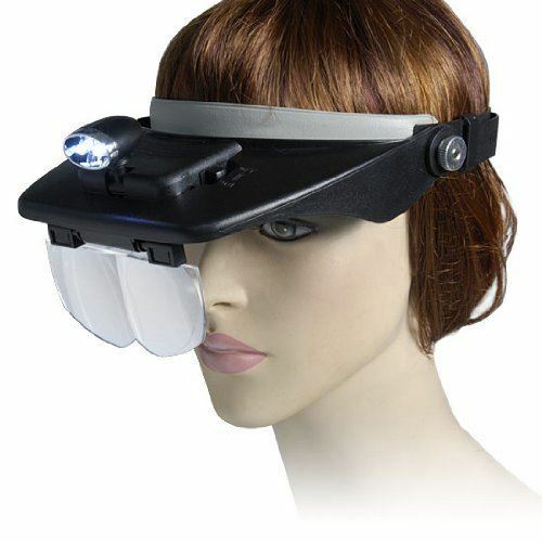 Magnifier Visor LED Loupe headset Head Light 4 Lens Magnify x1.2 to x3 ...