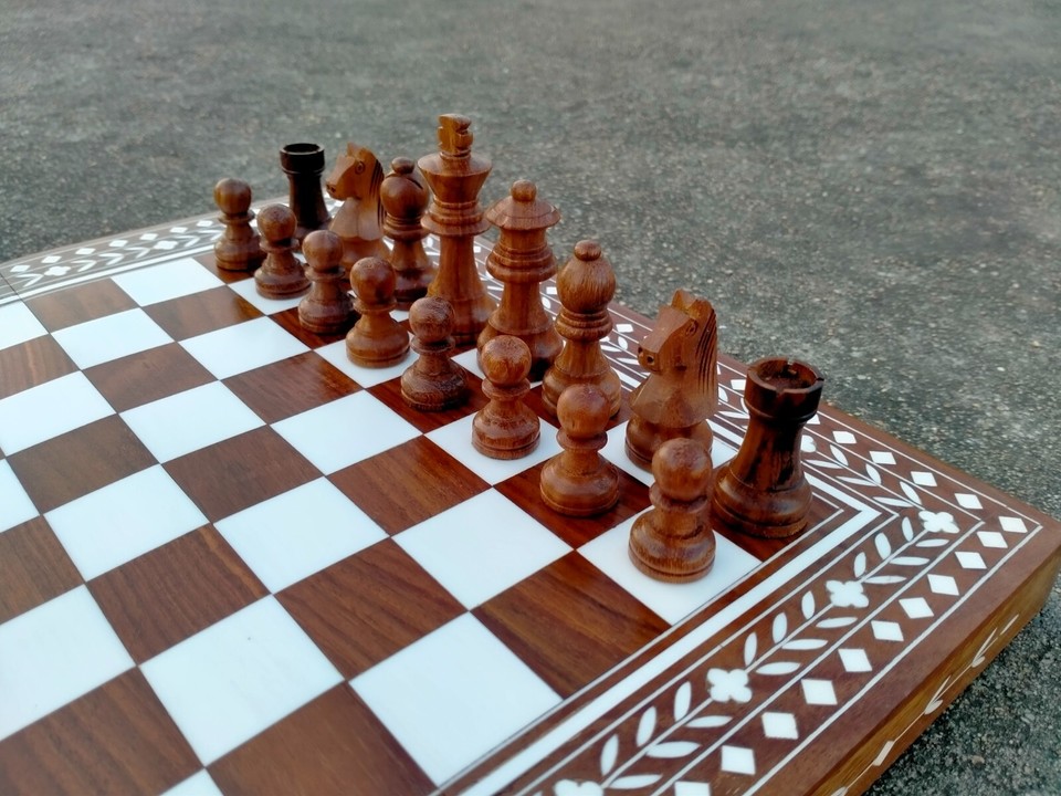 12"x12" Inch Wooden Handmade Chess Board With Chess Pieces Standard ...