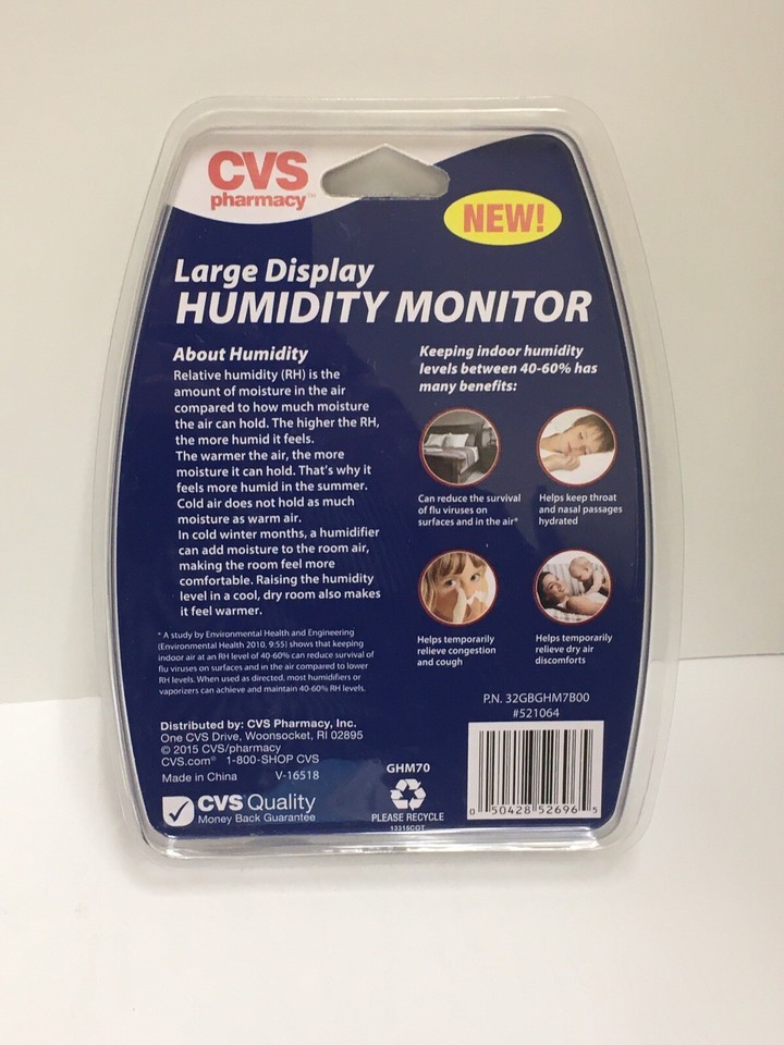 Cvs Pharmacy Large Display Humidity Monitor Displays Humidity & Room ...