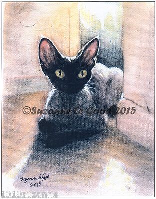 LTD EDITION BLACK SMOKE DEVON REX PRINT FROM ORIGINAL PAINTING SUZANNE ...