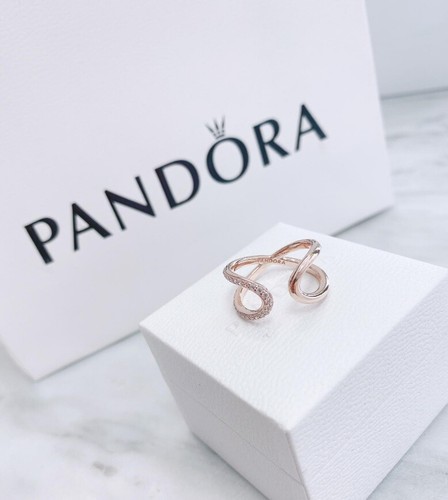 NEW 100% Authentic PANDORA Rose 14k Gold Wrapped Open Infinity Ring ...