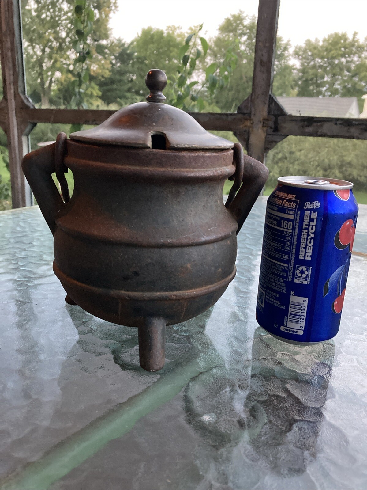 Vintage Cast Iron Gypsy Smudge Pot Witches Cauldron W/ Lid And Handle ...