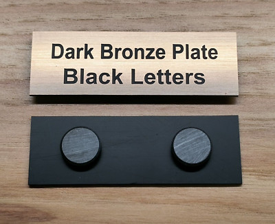 Custom Engraved 1x3 Brushed Dark Bronze Magnetic Plate Plaque Sign w/ 2 ...