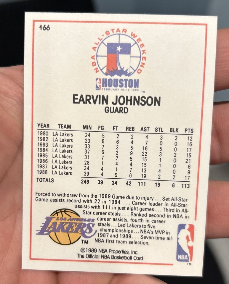 Ervin Magic Johnson 1989 Nba All-Star Game Hoops Card #166 NM ...