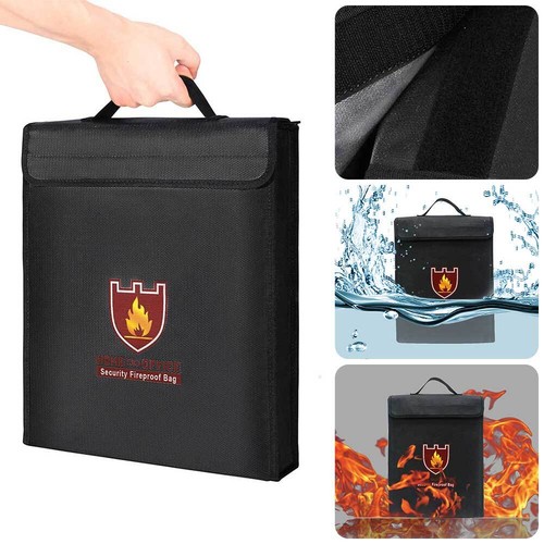 Fireproof Waterproof Document Bag Secret File Protect Pouch Money Safe ...