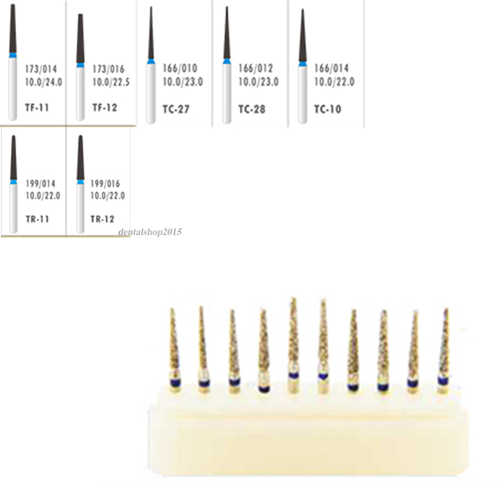 10pcs diamond burs polishing burs FG Taper Assorted for high speed ...