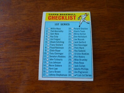 1966 TOPPS BASEBALL #34 1ST SERIES CHECKLIST SMALL WRINKLE VG/EX-EX K ...