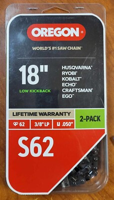 Oregon 18" Low Kickback Replacement Chainsaw Chain S62 2-Pack 3/8 ...