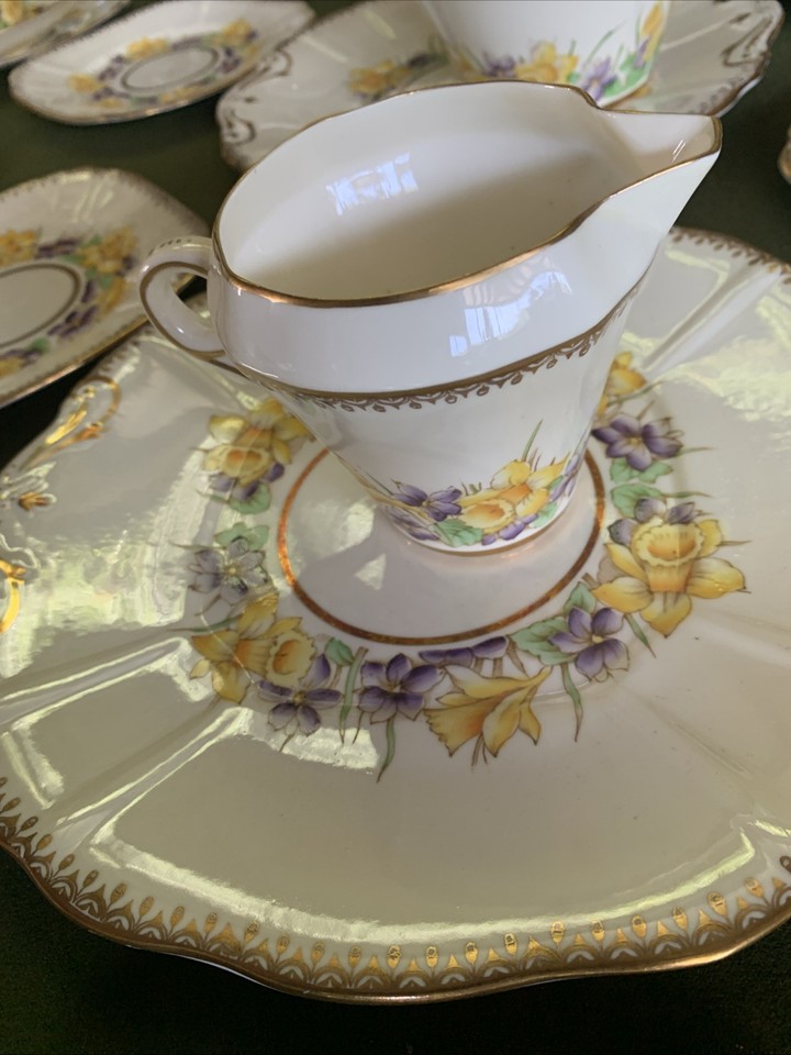 Large 1930s Art Deco Salisbury Bone China Springtime Patt Teaset For 10 ...