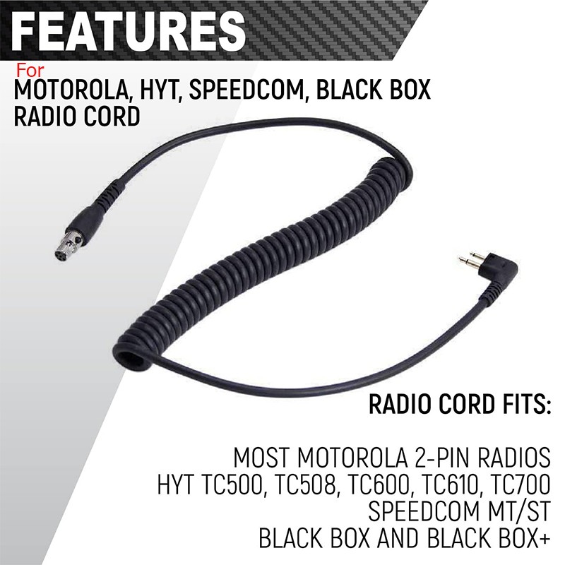 5Pcs 2-Pin to 5-Pin Coil Cord Cable for Motorola HYT Speedcom Radios ...