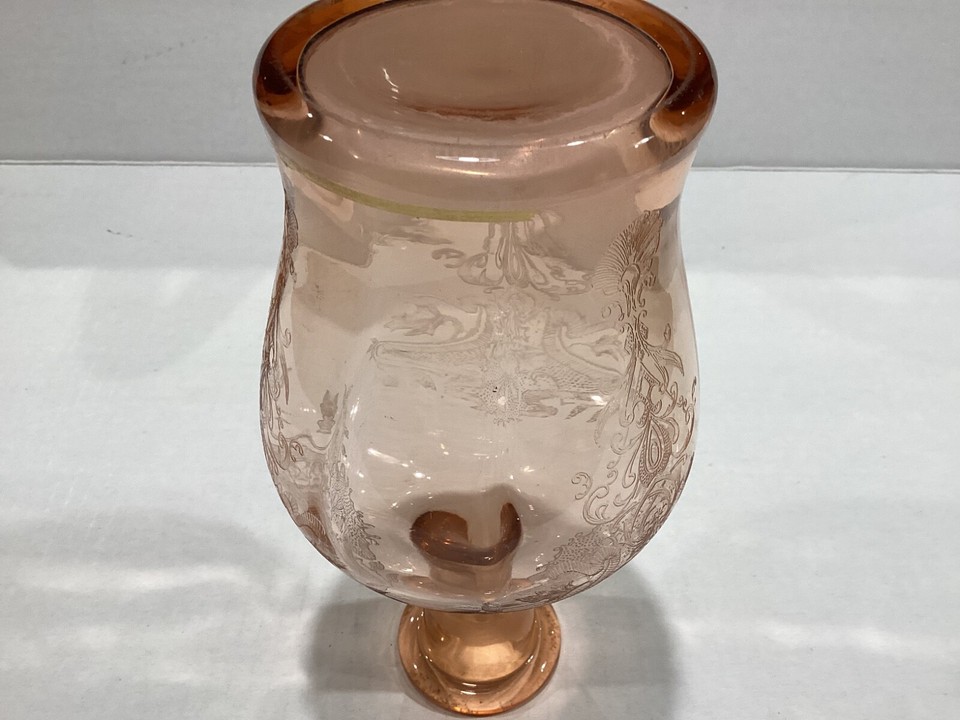 Elegant Glass Central Glass Pink 11" Lotus Revere Decater with Stopper ...