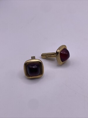 Vintage Anson Men's Cufflinks Gold Plated Metal And Red USA MADE | eBay