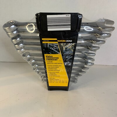 Work Zone Tools 12 Piece Combination Wrench Set SAE 3/16” - 7/8 Inch ...