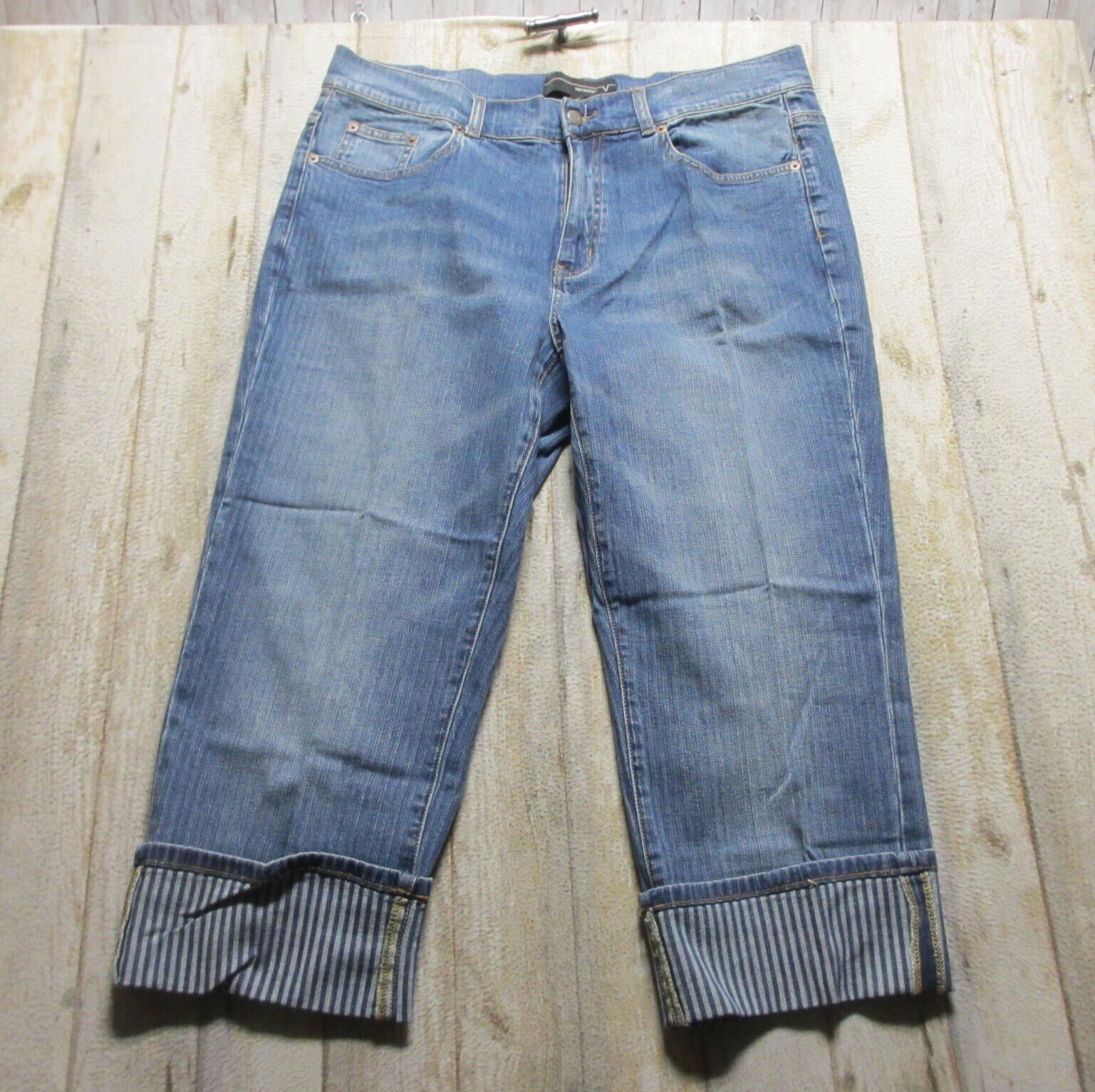 Venezia Capri Jeans Womens 18 Blue Rolled Cuff Nautic… - Gem