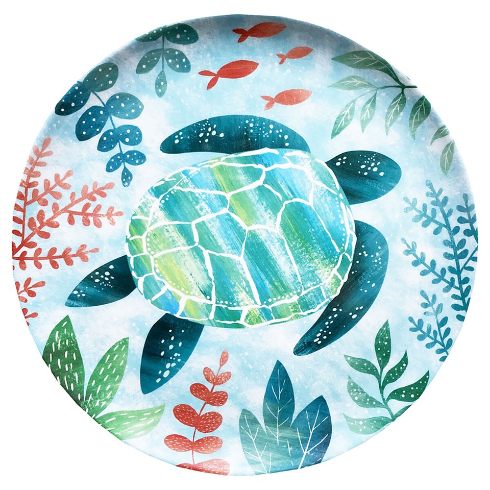 Sea Life Plates Set 4 Melamine 11" Indoor Outdoor Beach Nautical | eBay