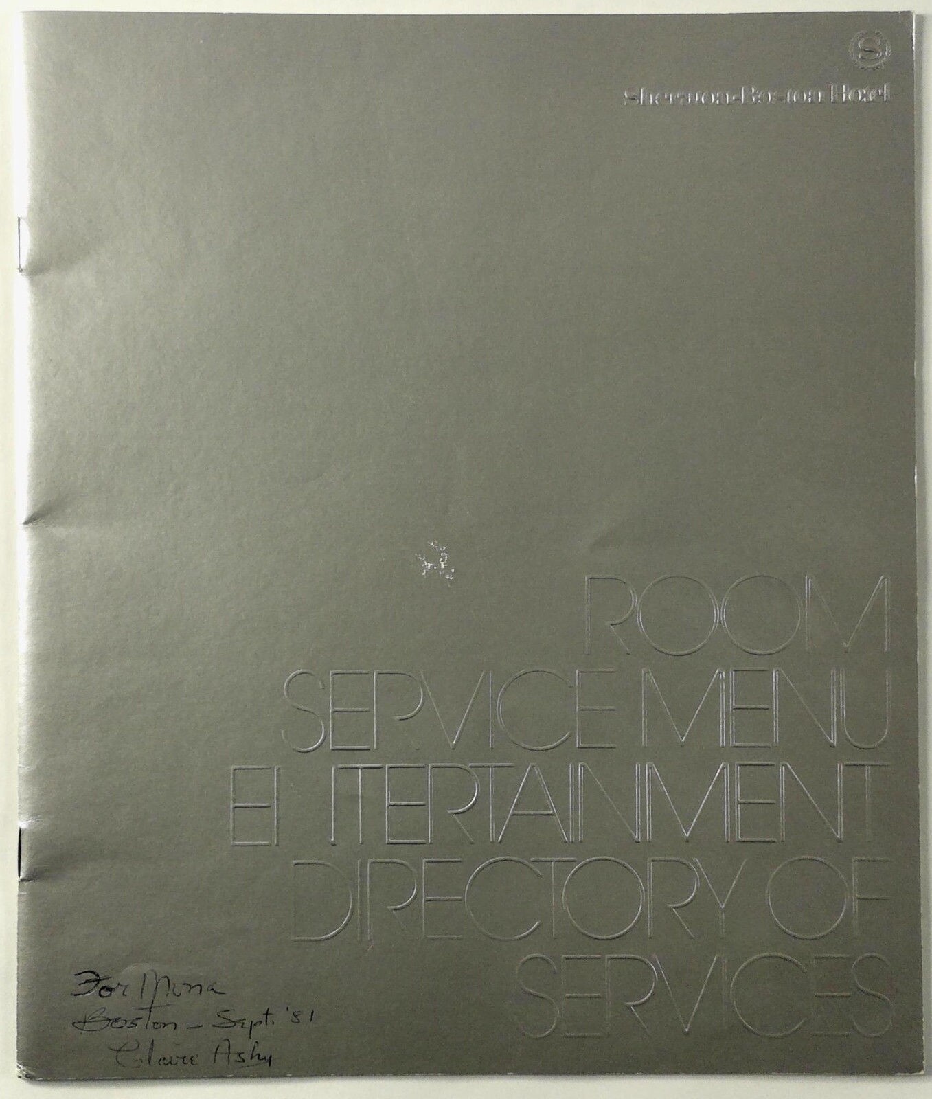 1981 Vintage Room Service & Wine Photo Menu SHERATON BOSTON HOTEL ...