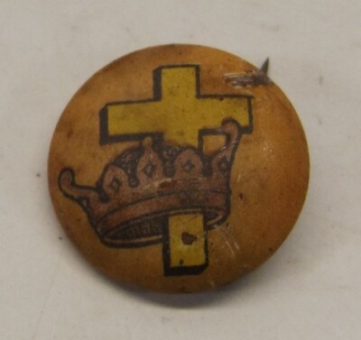 Vintage David C Cook Publishing Pin Pinback Crown Cross Christian Elgin ...