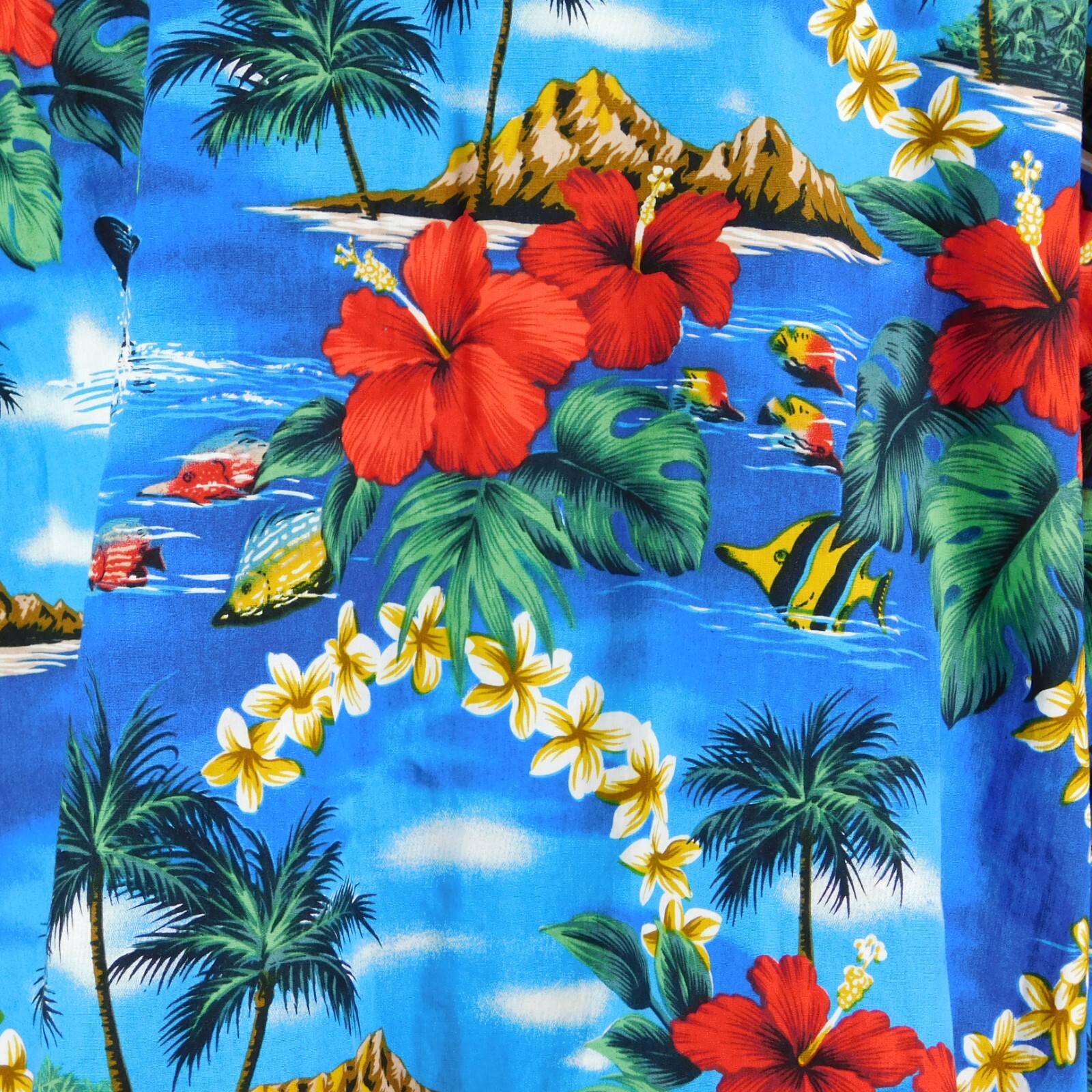Hilo Hattie Men Blue Aloha Camp Hawaiian Shirt Floral Diamond Head Sz ...