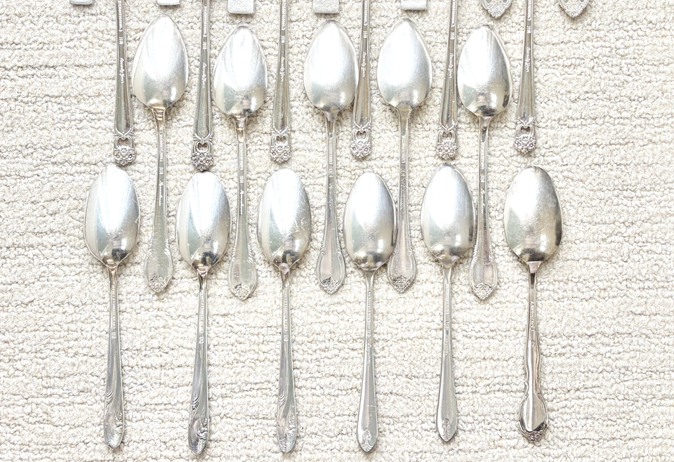 24 Pc ~Silver Plate Spoons Craft/Scrap Lot ~ Varies Patterns | eBay