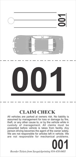 Valet Parking Tickets (1000)-Vehicle Claim Tags with Car Diagram-Valet ...