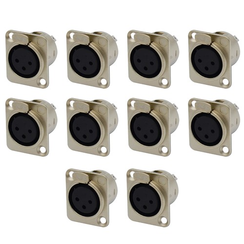 10pcs XLR 3-Pin Female Latch Lock Design Chassis Microphone Jack Audio ...