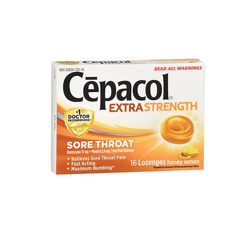 Extra Strength Sore Throat Lozenges Honey Lemon 16 Count By Cepacol ...