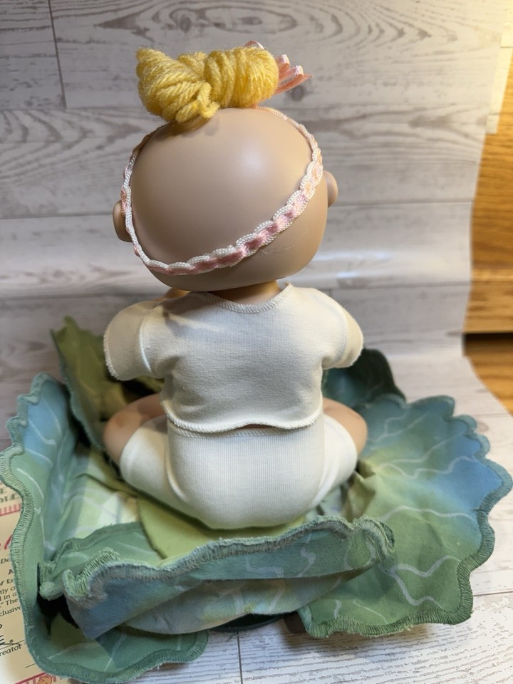 Cabbage Patch Kids Porcelain Baby Doll Emily Ann Green Leaf Pacifier ...