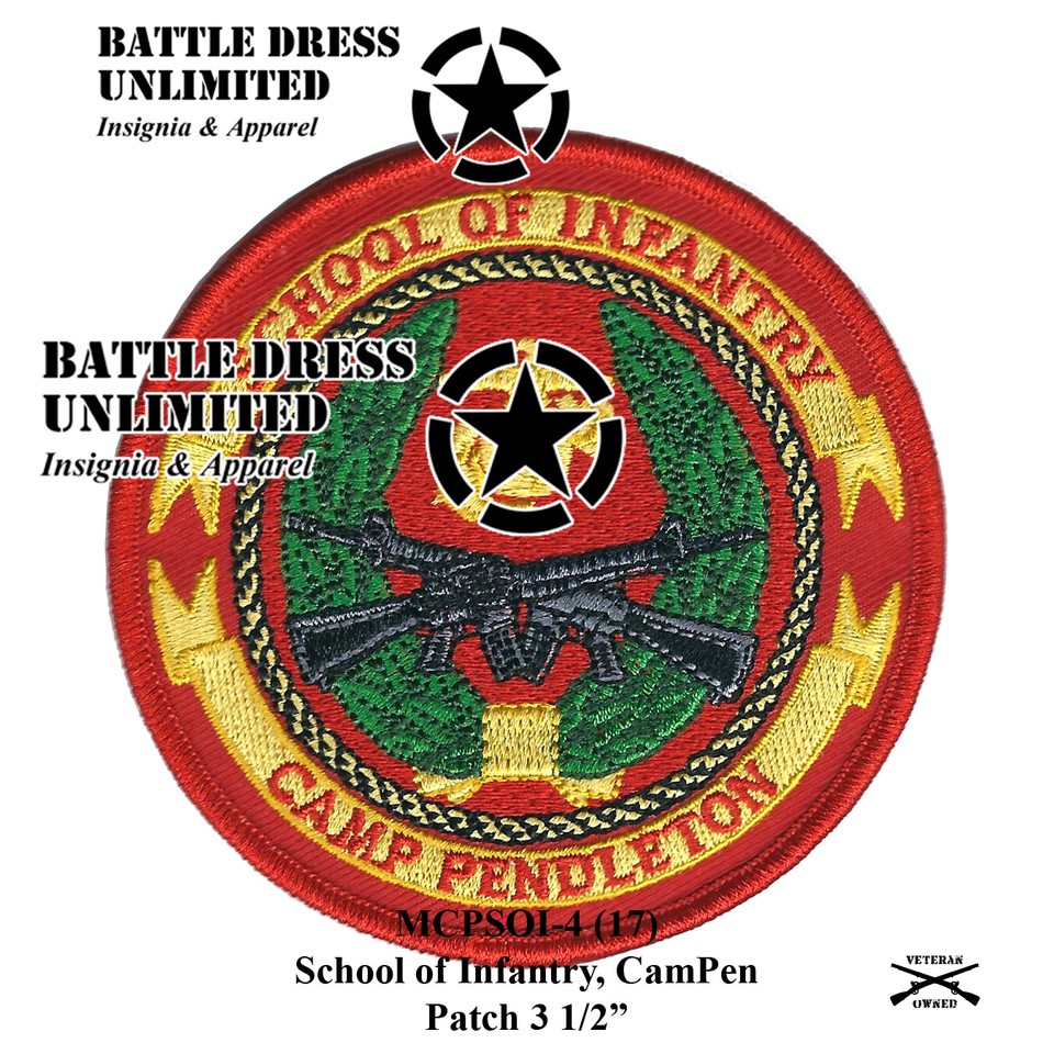 School of Infantry, Camp Lejeune & Camp Pendleton 3 1/2" Patch SOI-USMC Marines | eBay